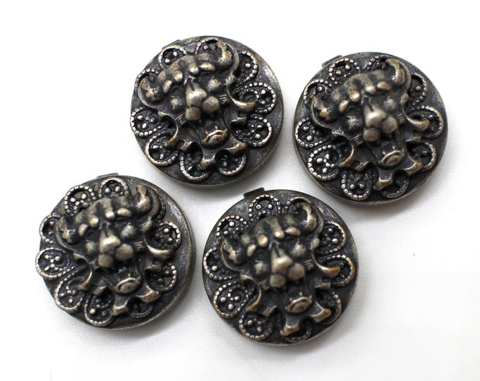 Vintage Oxidized Silver Gargoyle Button Covers - Etsy