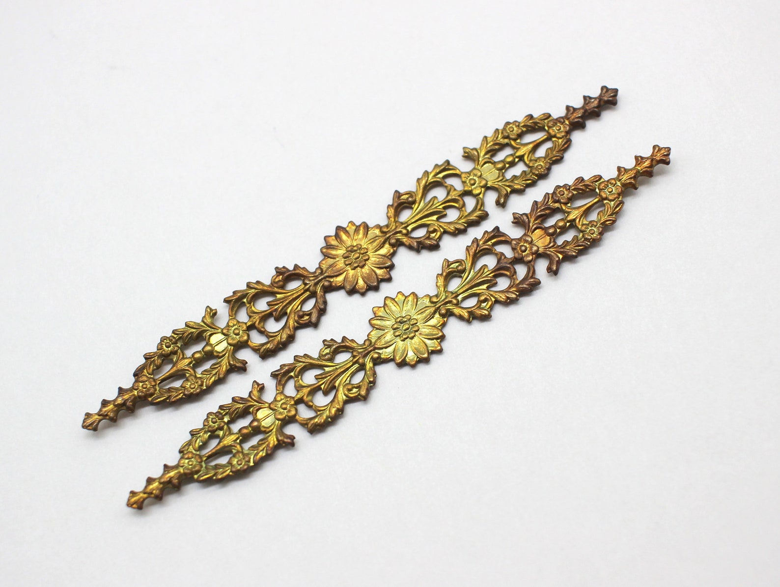Oxidized Brass Daisy Filigree Bar Stamping - Etsy