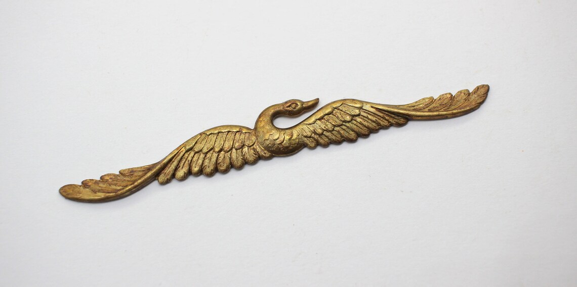 Oxidized Brass Long Swan Stamping - Etsy