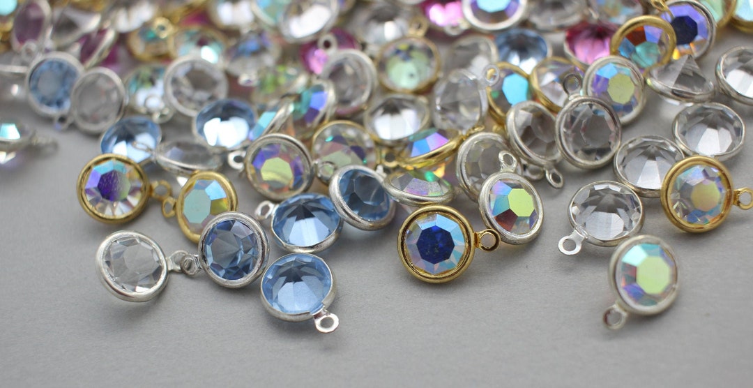 10 Assorted 9mm Channel Set Rhinestone Charms Pendants Mixed Colors - Etsy