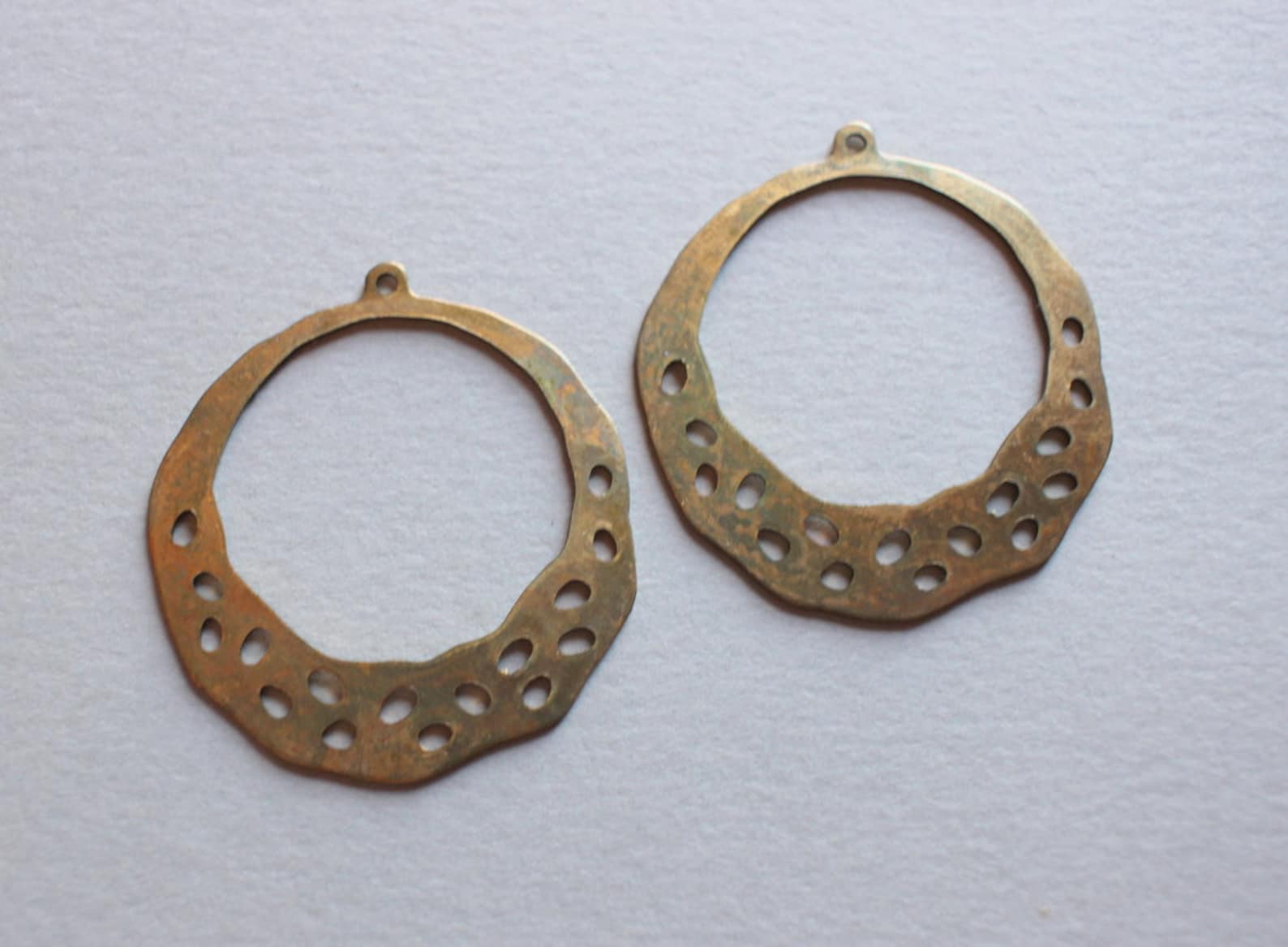 Oxidized Brass Unusual Freeform Multi Hole Earring Findings - Etsy