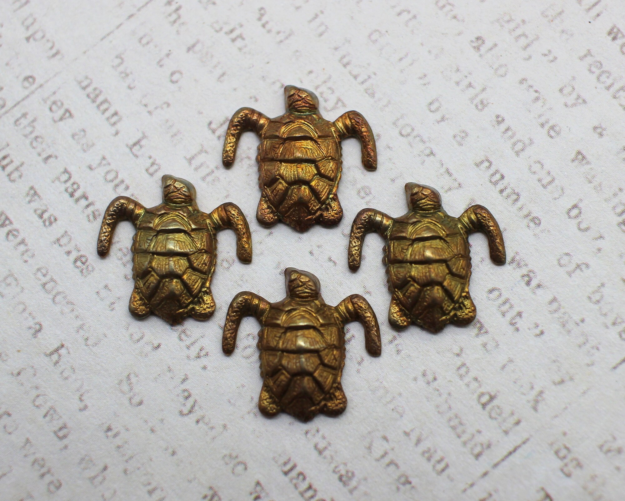 Oxidized Brass Baby Sea Turtles 15mm | Etsy