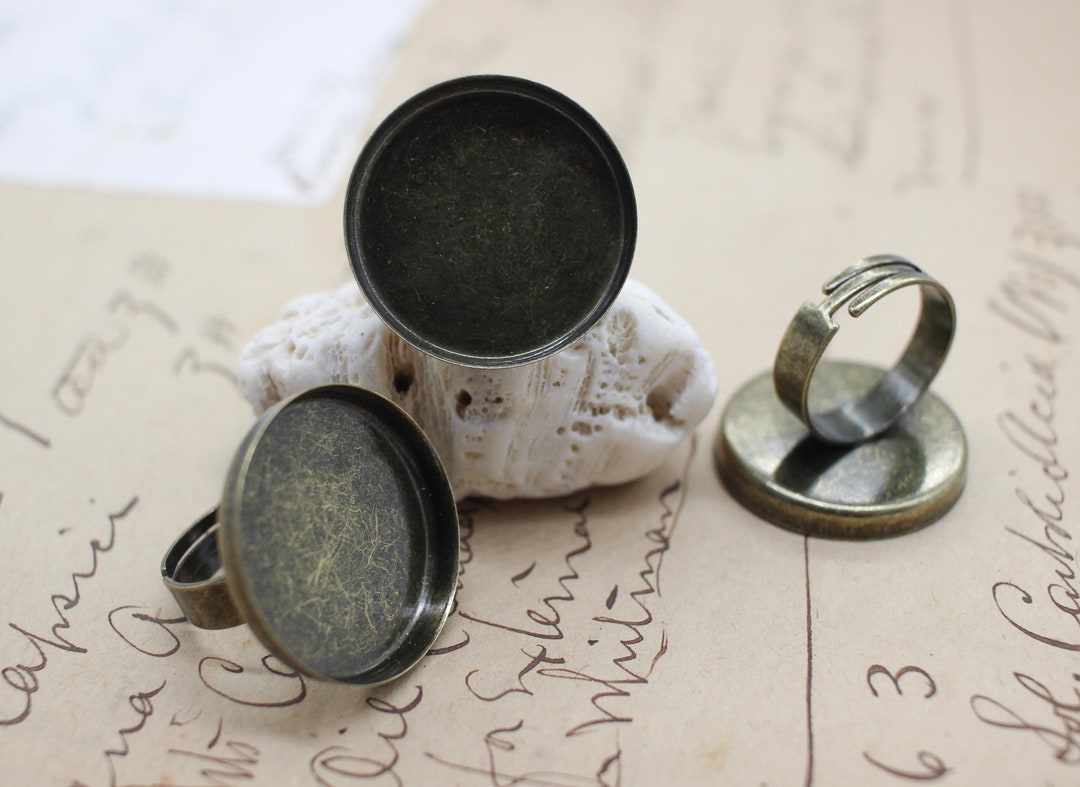 10 Antique Bronze Ring Shanks 25mm Tray Adjustable Band - Etsy