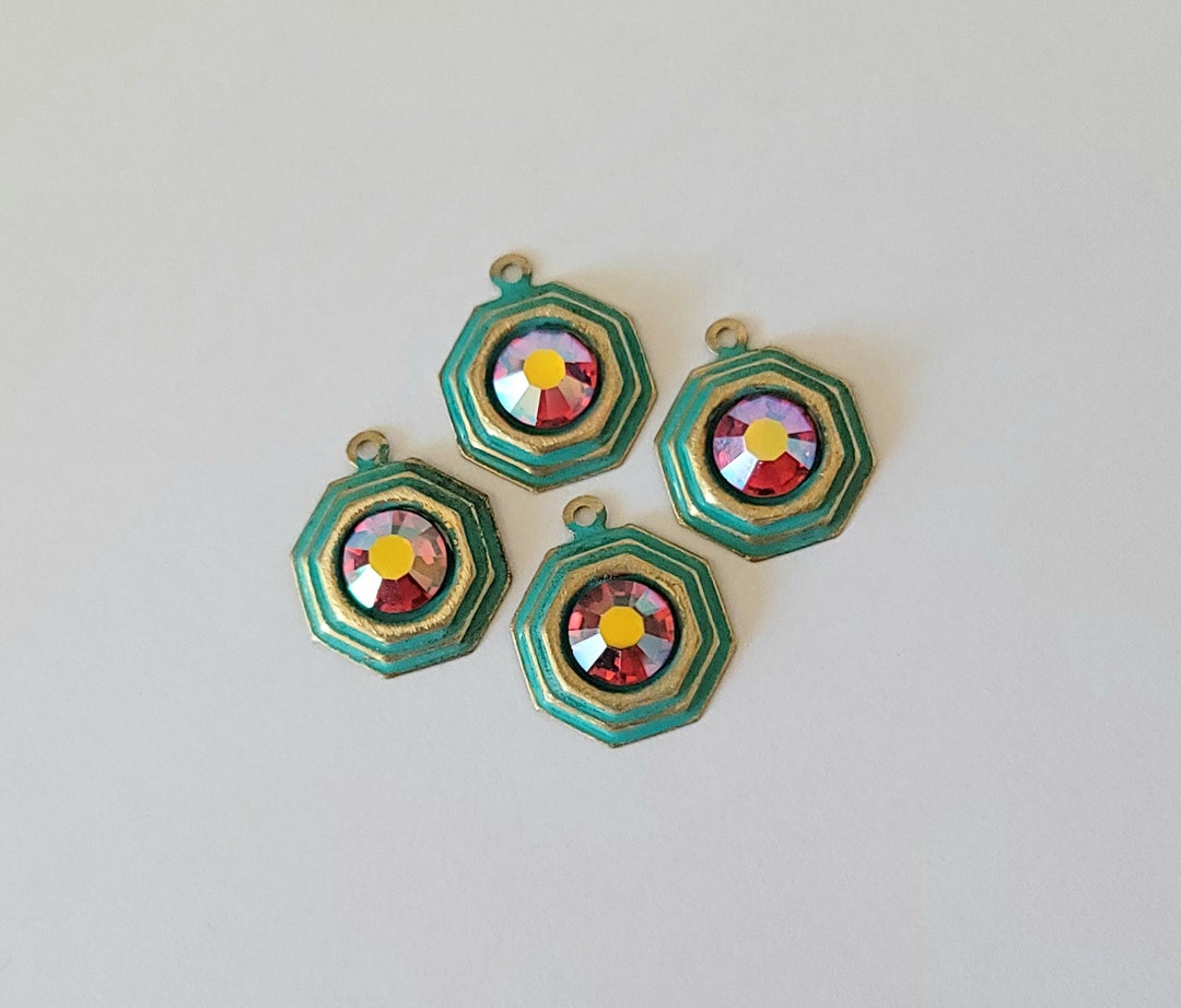 Swarovski Crystal Hyacinth AB & Hand Painted Distressed Patina ...