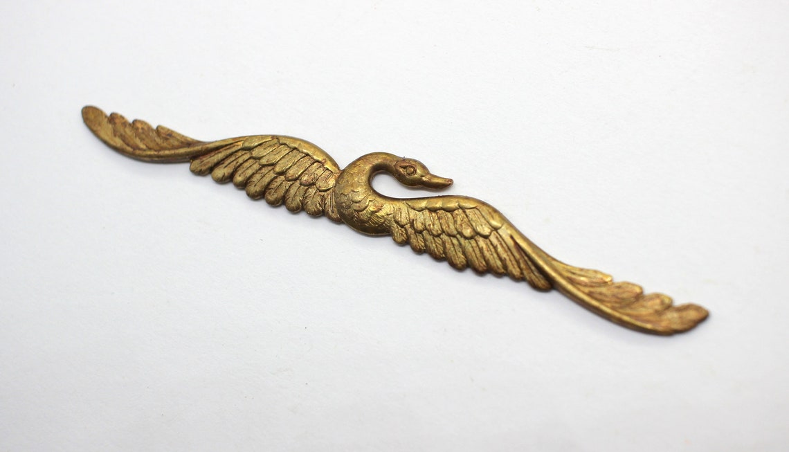 Oxidized Brass Long Swan Stamping - Etsy