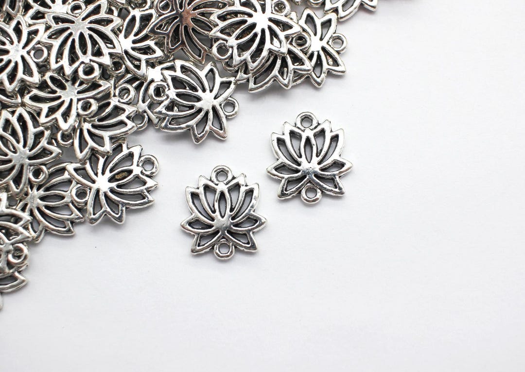 10 Silver Lotus Flower Connectors - Etsy