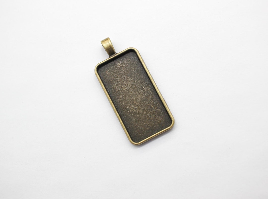 5 Antiqued Bronze Rectangle Bezel Setting Pendants 19x38mm Tray - Etsy