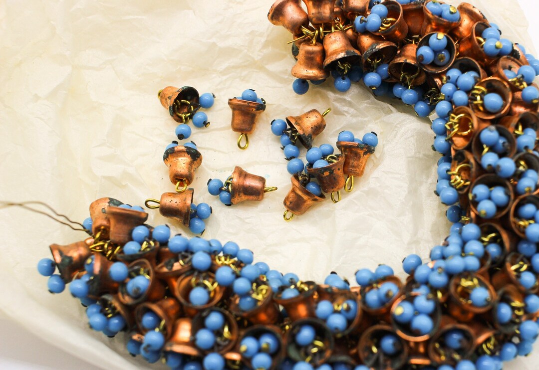 6 Adorable Vintage Copper Bells W/ Turquoise Glas Bead Dangles - Etsy