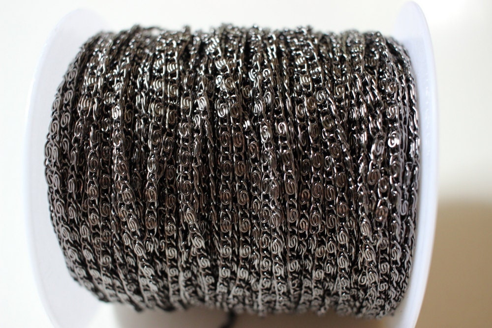 Shiny Gunmetal Filigree Chain 3 Feet | Etsy