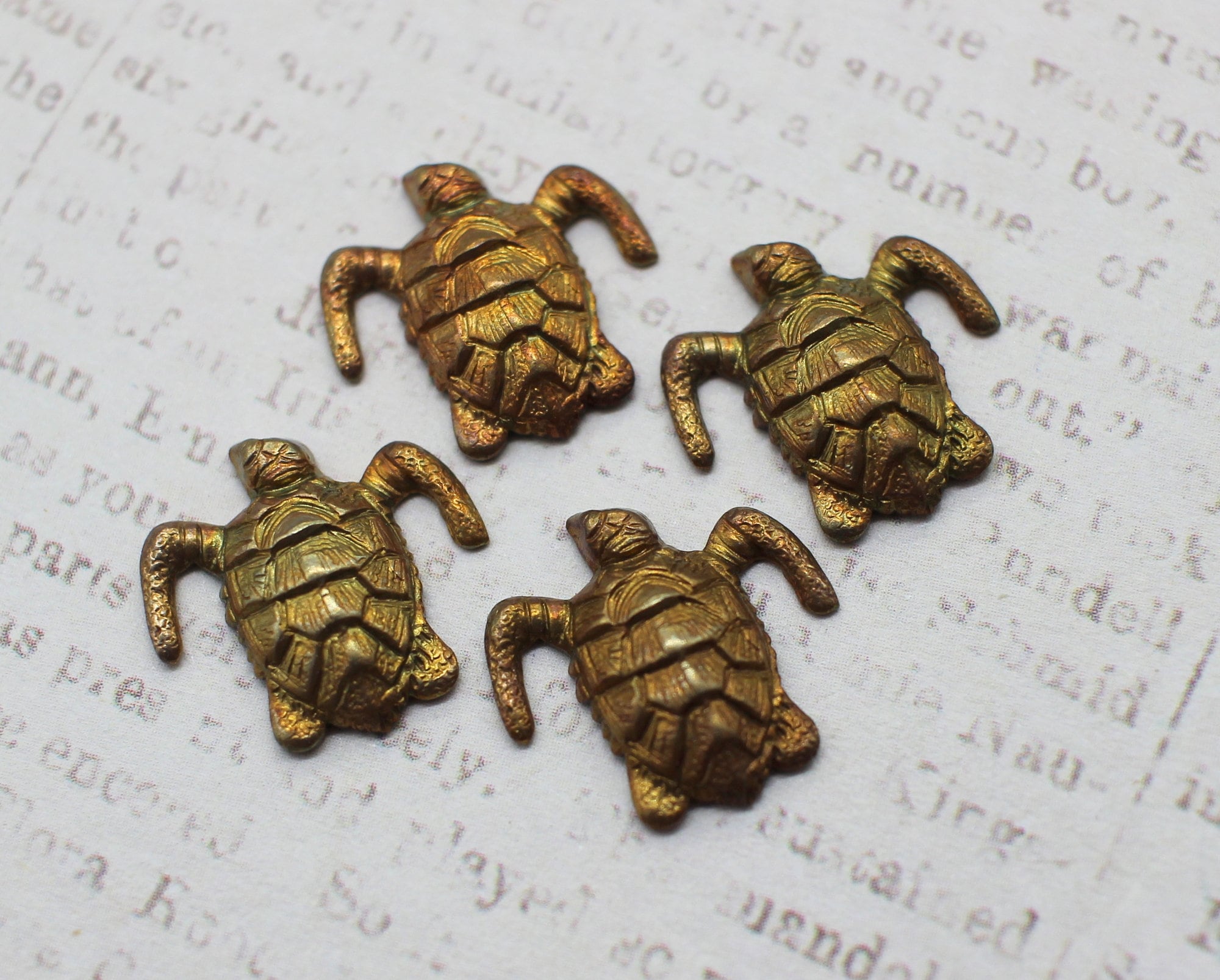 Oxidized Brass Baby Sea Turtles 15mm | Etsy