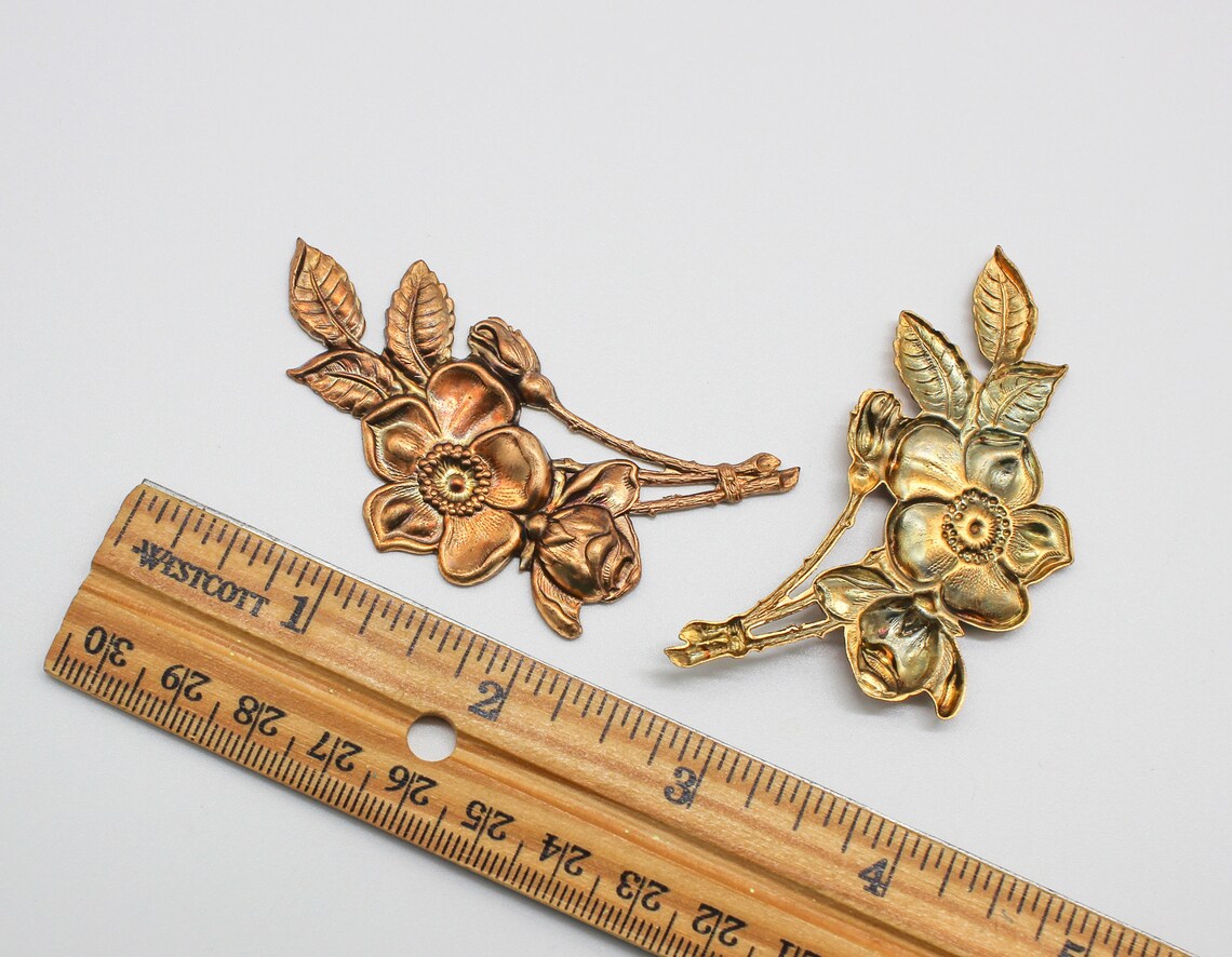Large Oxidized Brass Flower Stamping - Etsy