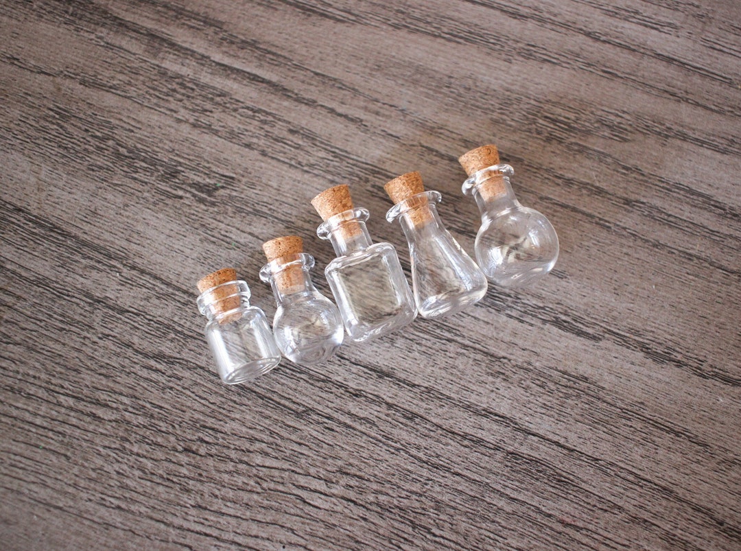Mini Glass Jar Vials Tiny Glass Bottles Cork Top - Choose Shape and ...