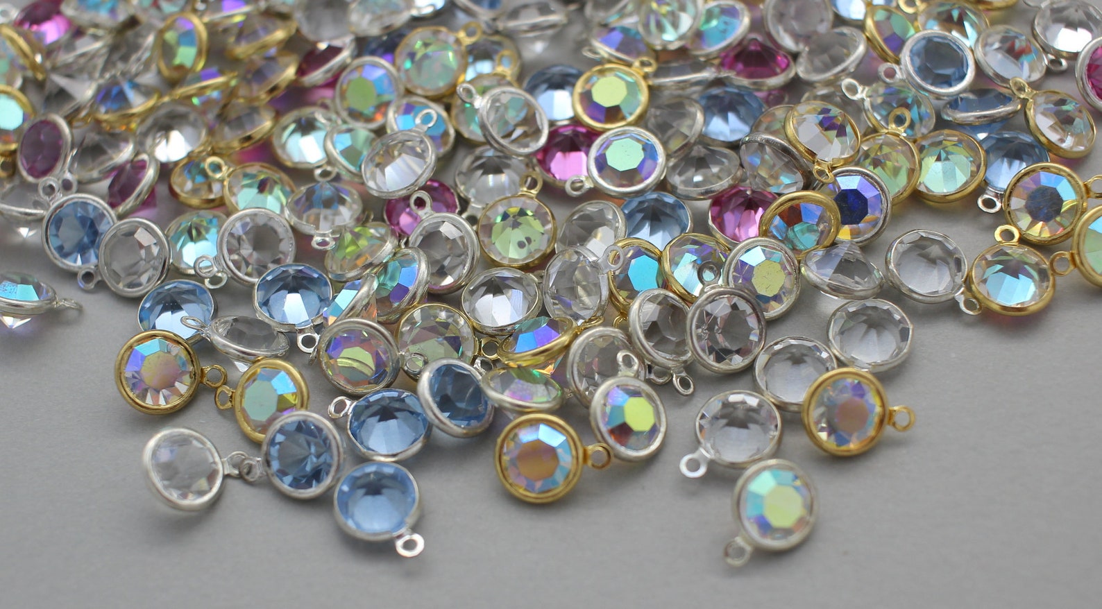 10 Assorted 9mm Channel Set Rhinestone Charms Pendants Mixed | Etsy