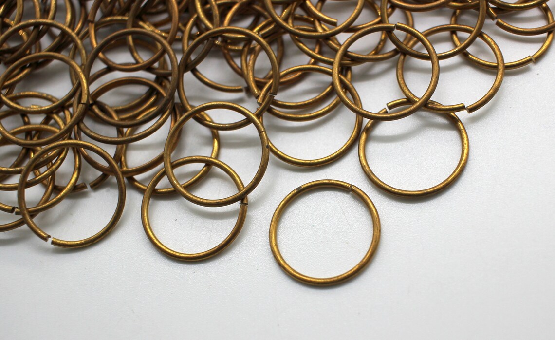 25 Vintage Oxidized Brass Jump Rings 18mm 19 Gauge - Etsy