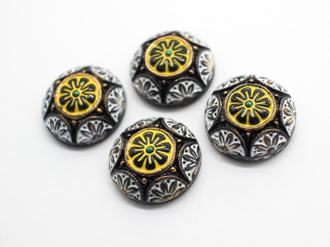 Vintage German Hand Painted Floral Mosaic Glass Cabochon 18mm - Etsy