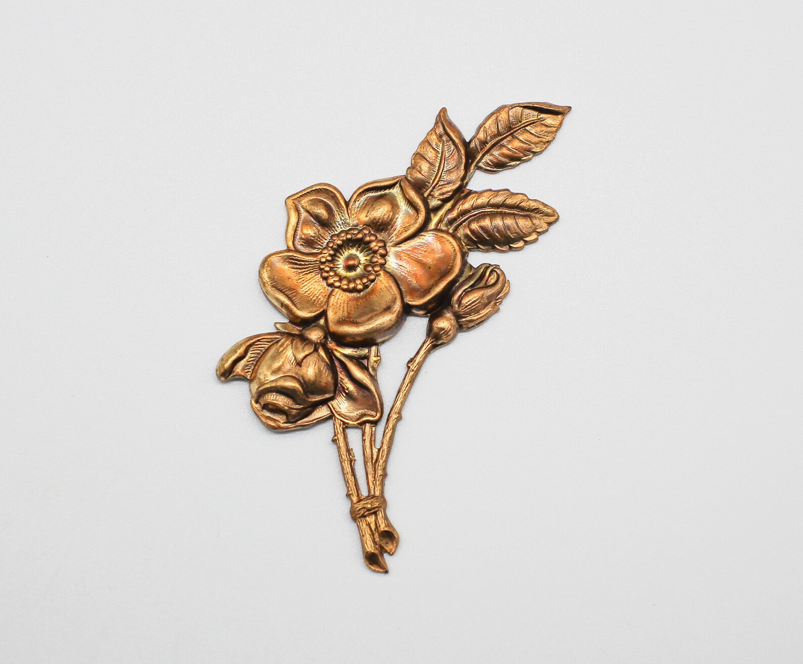 Large Oxidized Brass Flower Stamping - Etsy