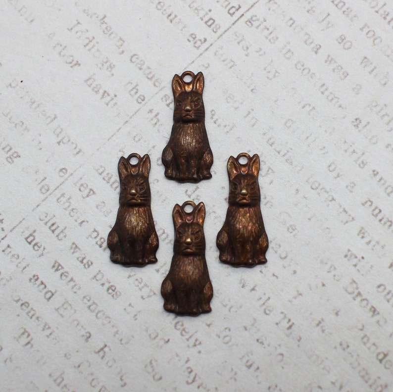 Oxidized Brass Tiny Angry Bunny Charms - Etsy