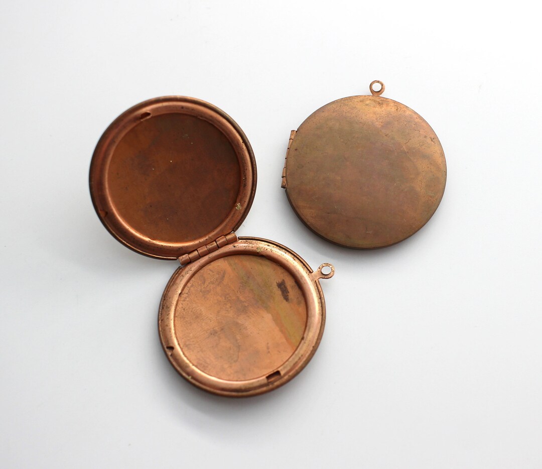 Pair of Vintage Oxidized Copper Lockets 38mm - Etsy