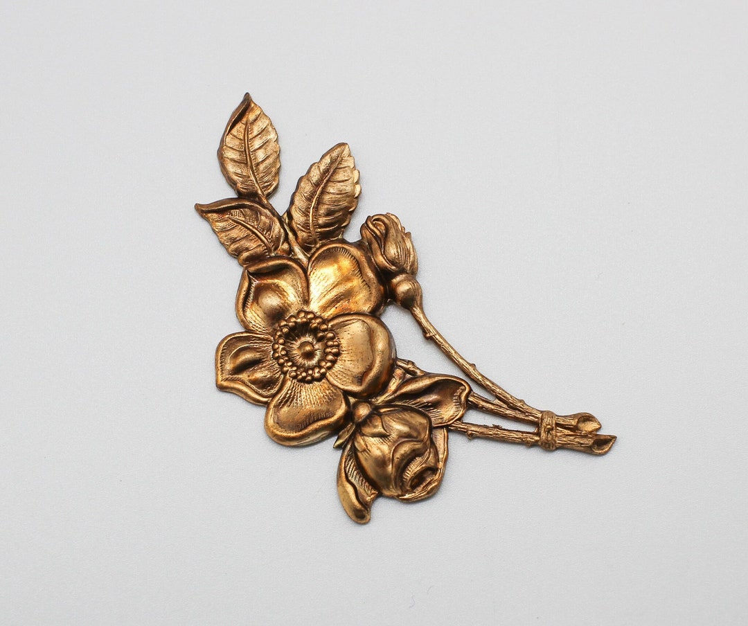 Large Oxidized Brass Flower Stamping - Etsy