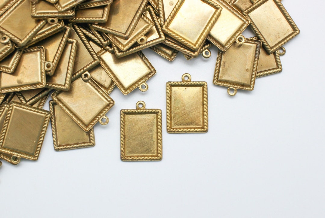 Oxidized Brass Rectangle Pendant Blanks Frame Settings 12x16mm (6) - Etsy