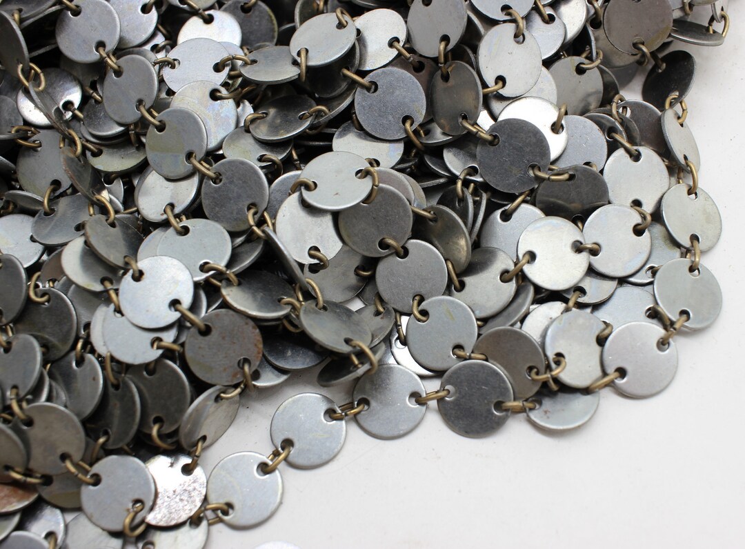 3 Feet Vintage Oxidized Silver Disc Chain - Etsy