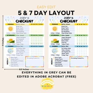 Editable Kids Chore Chart: Daily Routine & Feelings Tracker (digital ...