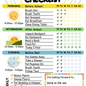 Editable Kids Chore Chart: Daily Routine & Feelings Tracker (digital ...