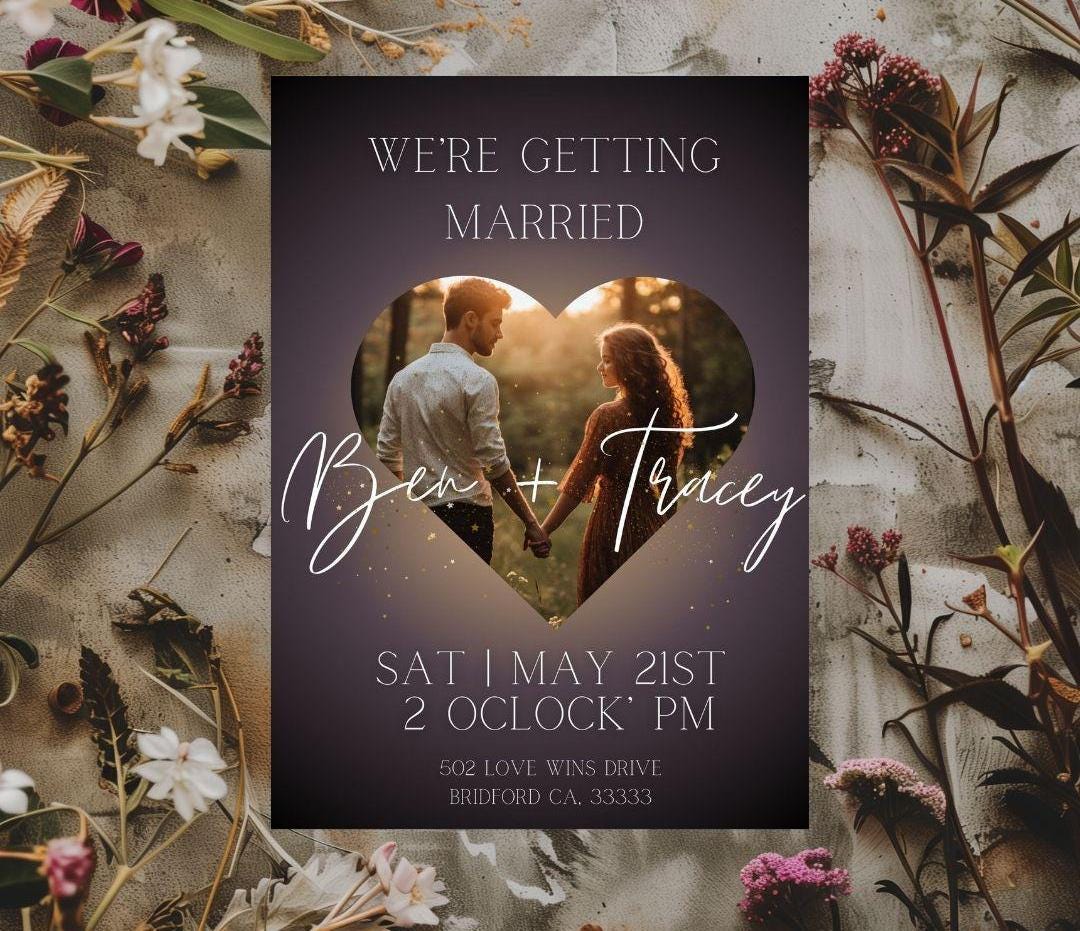 5x7, Wedding Invitation, Template, Digital Download, Heart Frame ...