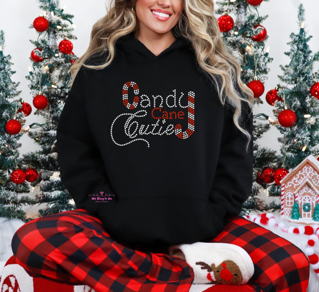 Candy Cane Cutie Christmas Rhinestone Shirt, Christmas Bling Shirt ...