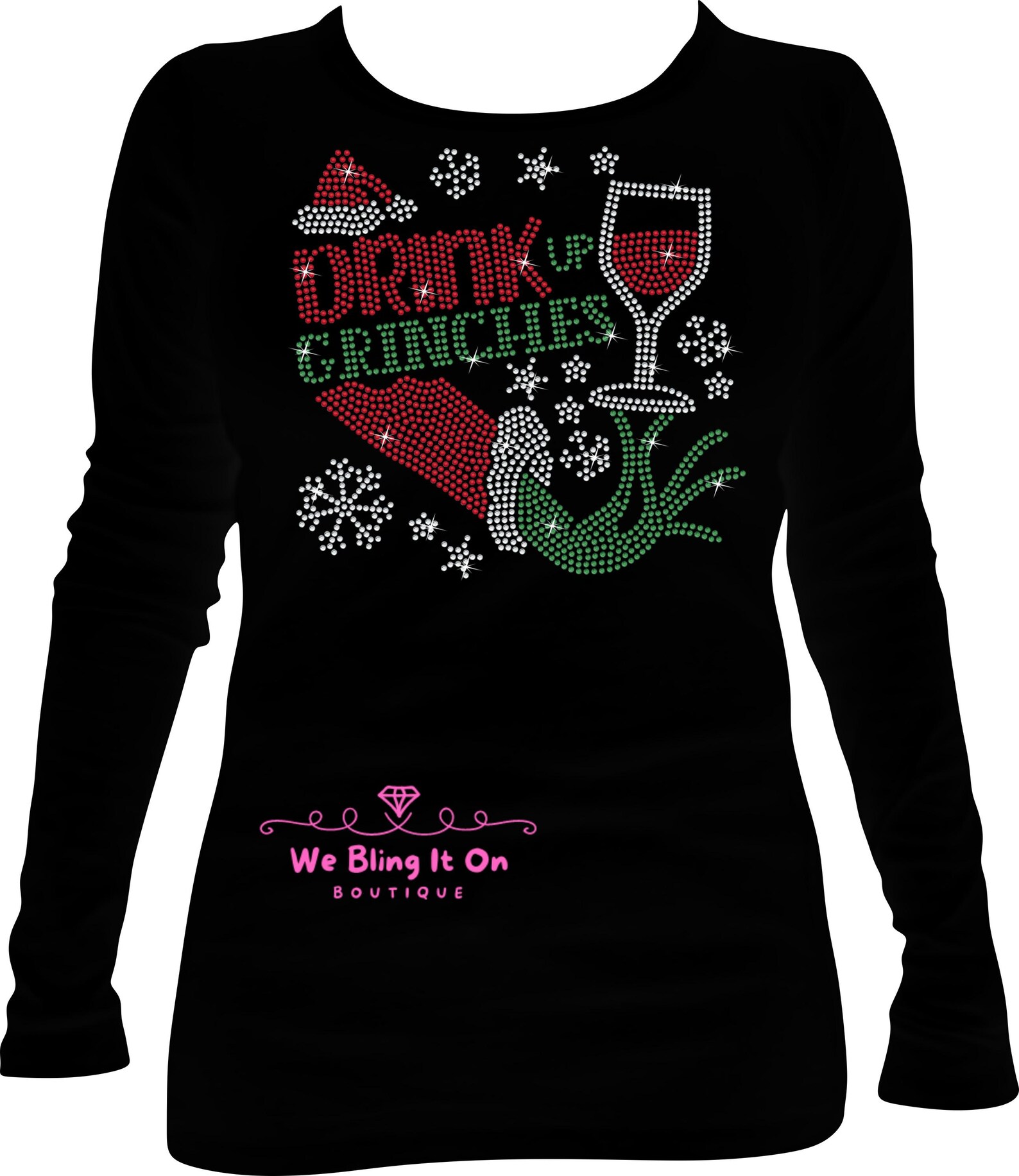 Christmas Drink up Grinches Rhinestone Transfer, Grinch Bling Iron on ...
