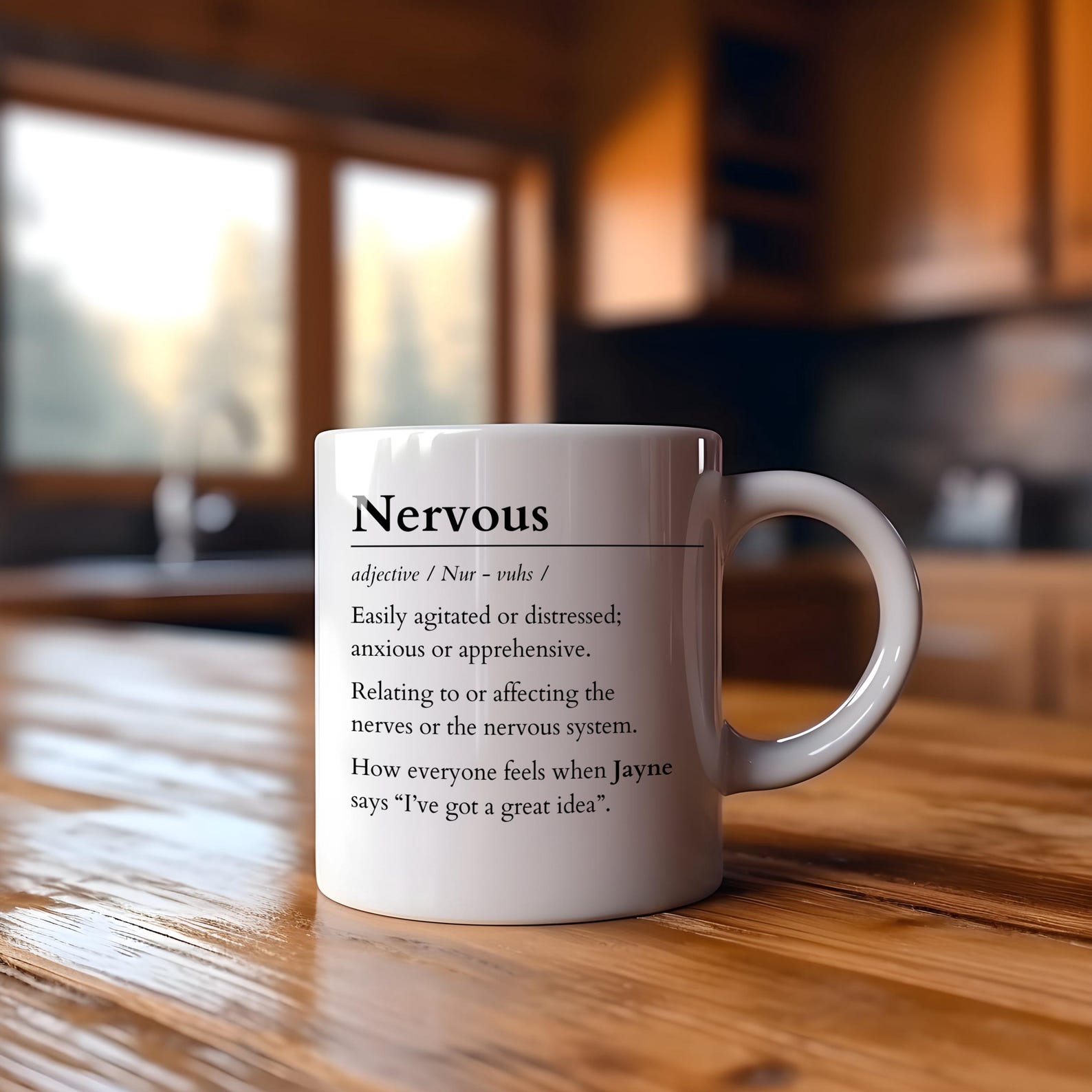 Nervous Personalised Character Definition Mug, Trait Definition Mug ...