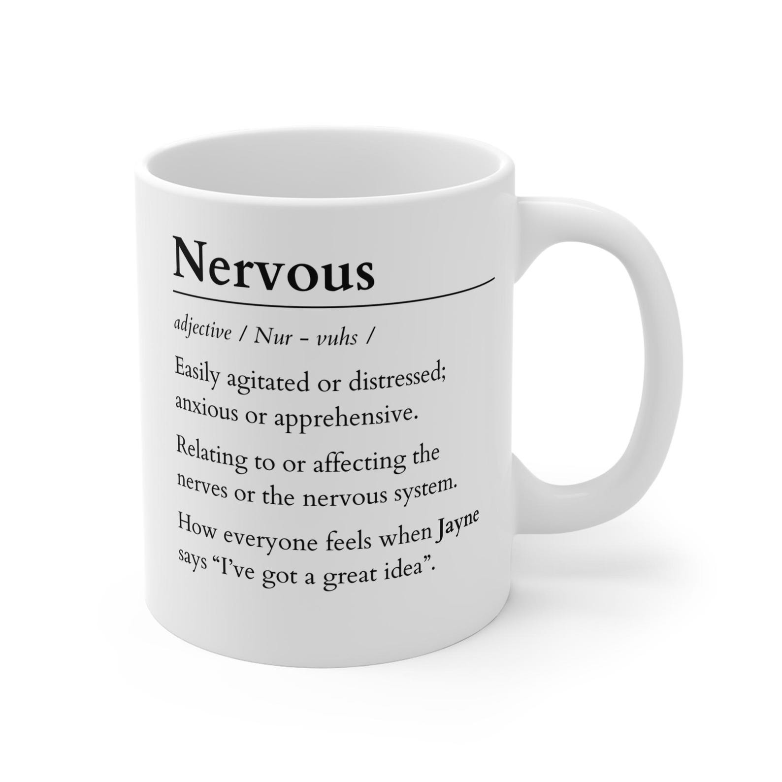 Nervous Personalised Character Definition Mug, Trait Definition Mug ...