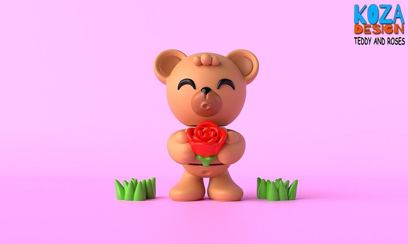 3D Printed Articulated Teddy Bear Fidget Toy With Rose, Heart, or Gift ...