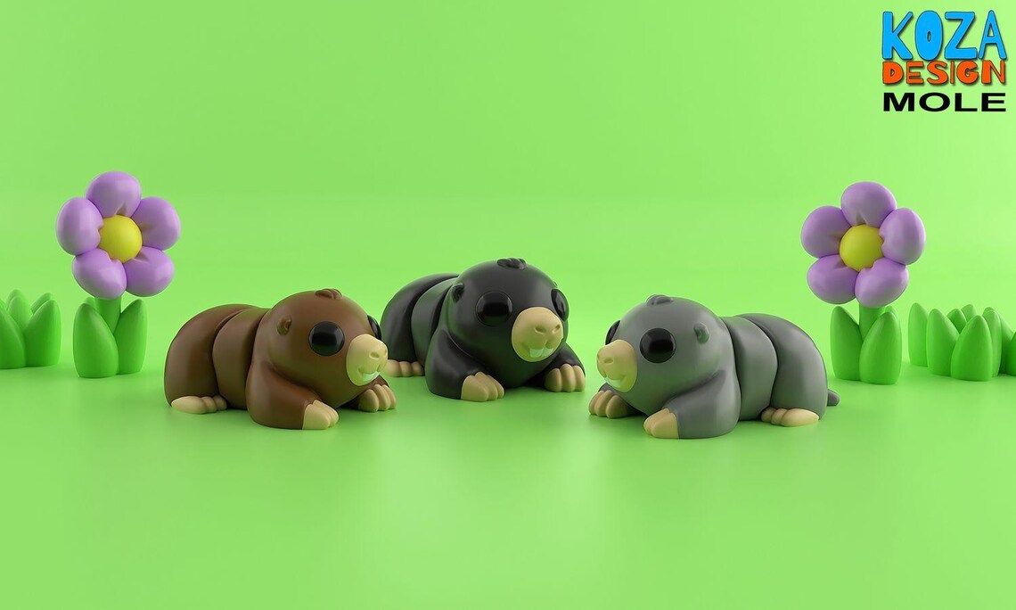 3D Printed Mole Play Set: Woodland Animal Toy With Shovel - Etsy