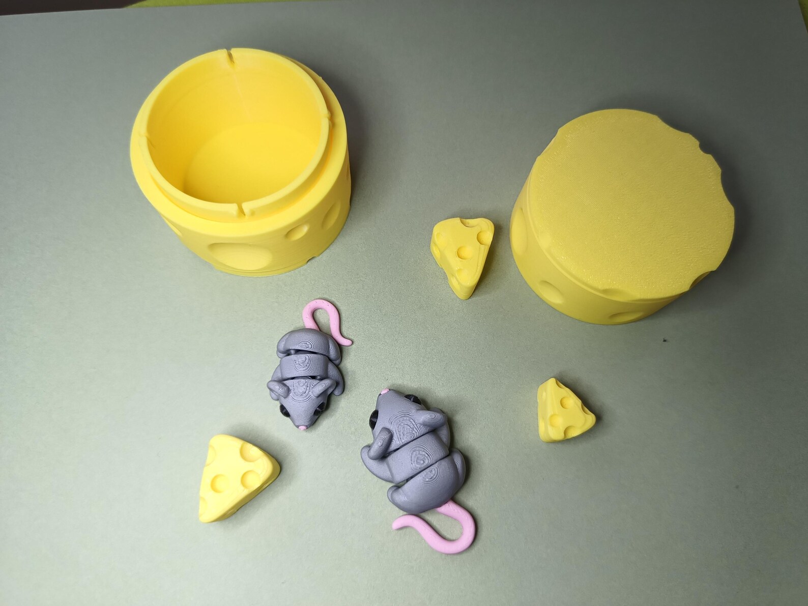 3D Printed Cheese Box Playset With Mice: Miniature Farmhouse Decor - Etsy