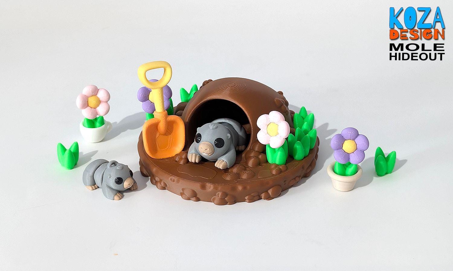 3D Printed Mole Play Set: Woodland Animal Toy With Shovel - Etsy