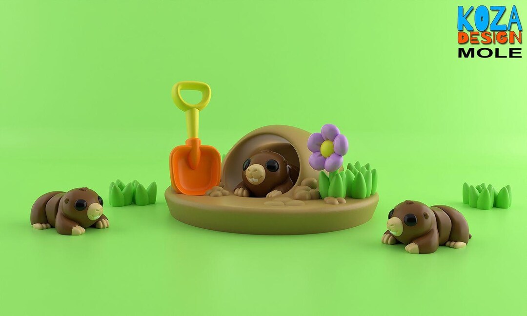 3D Printed Mole Play Set: Woodland Animal Toy With Shovel - Etsy
