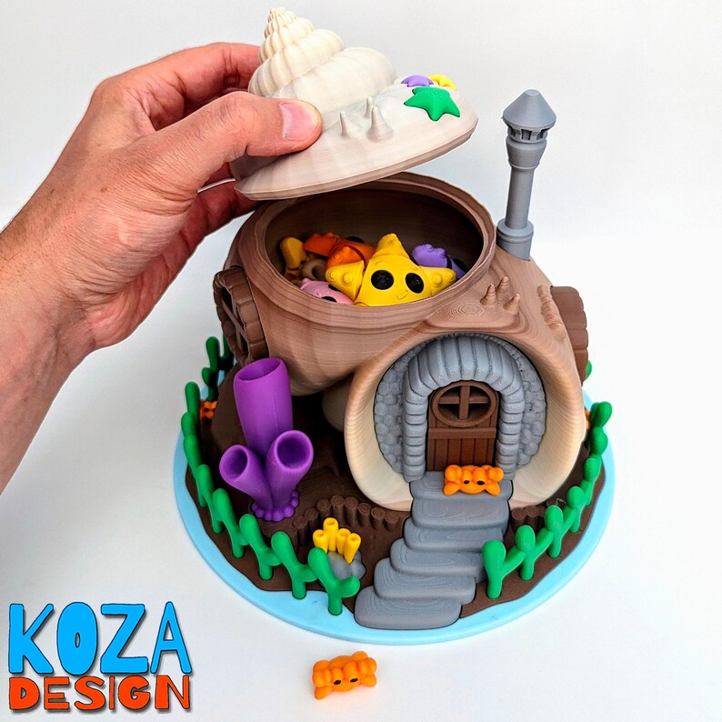 Sea Shell Playhouse With Crabs: Ocean Toy Shack & Candy Container - Etsy