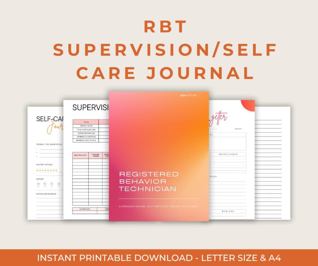 Registered Behavior Technician Journal: Supervision Tracker, Self Care ...