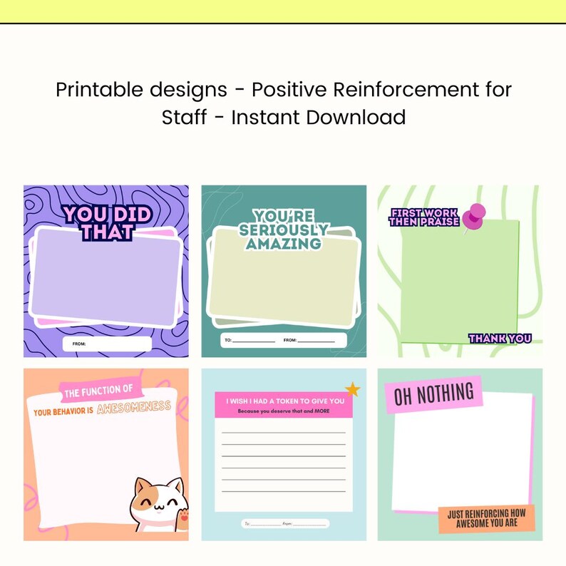 Printable Reinforcement Shoutouts | BCBA RBT Sticky Notes ABA Therapy ...
