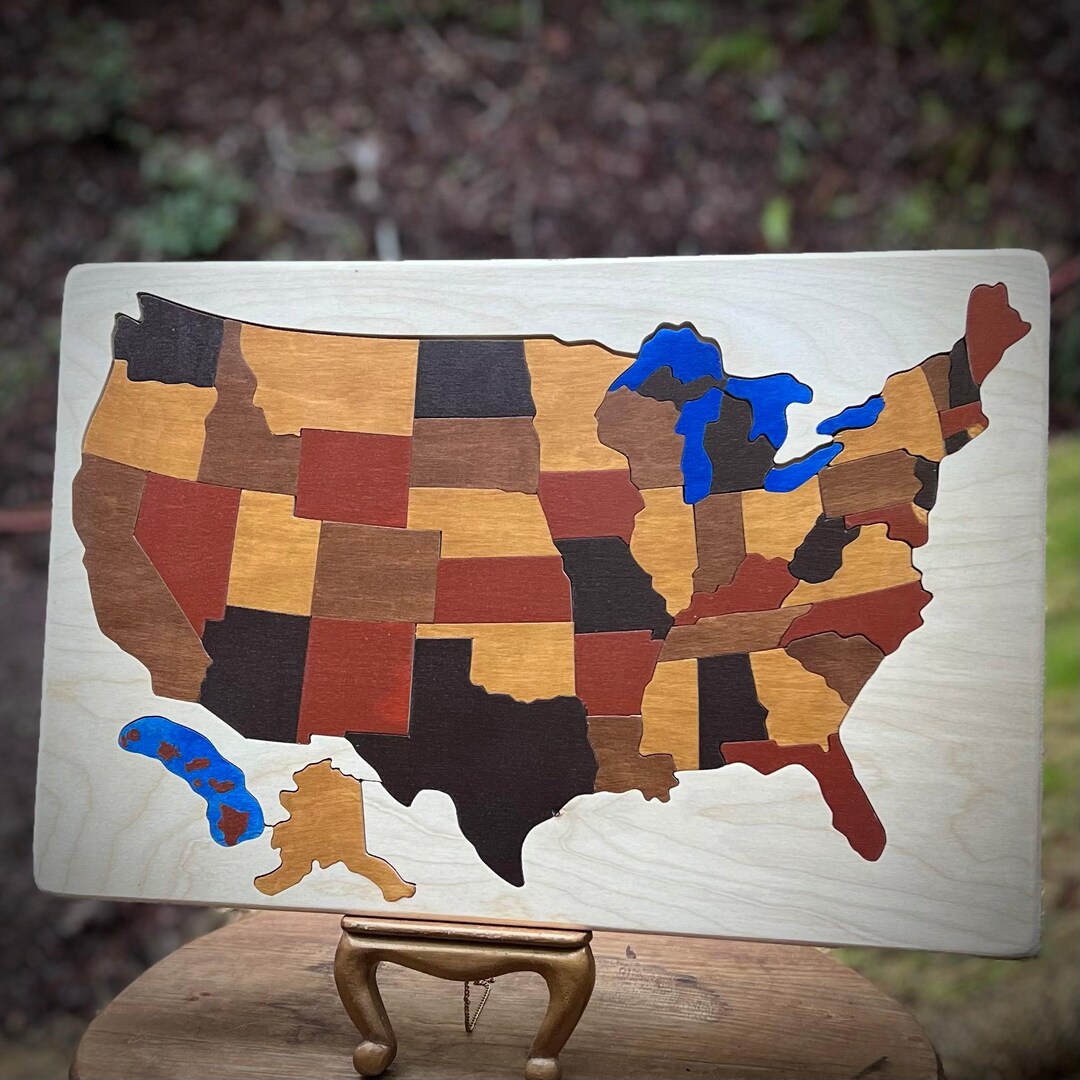 Wood Map of the USA - Etsy