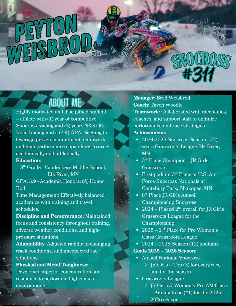 Motocross Resume. All Sports Resume - Etsy