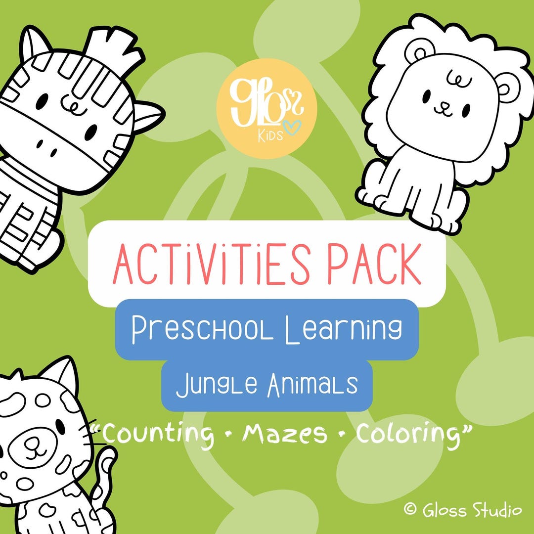 Jungle Animals Activities Pack for Toddlers and Preschoolers | Coloring ...
