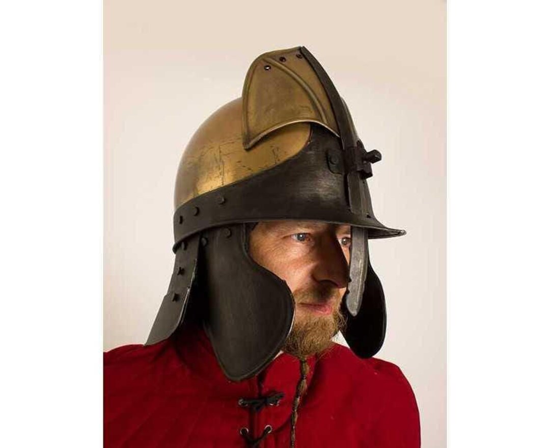 Conquest Ratio Helmet | Brass & Black Medieval Warrior Helmet for LARP ...