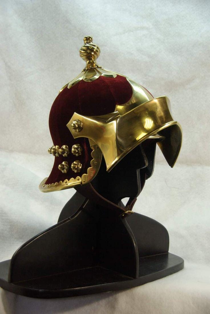 Medieval Parade Helmet – Ornate Brass Crown-style Helmet With Red ...