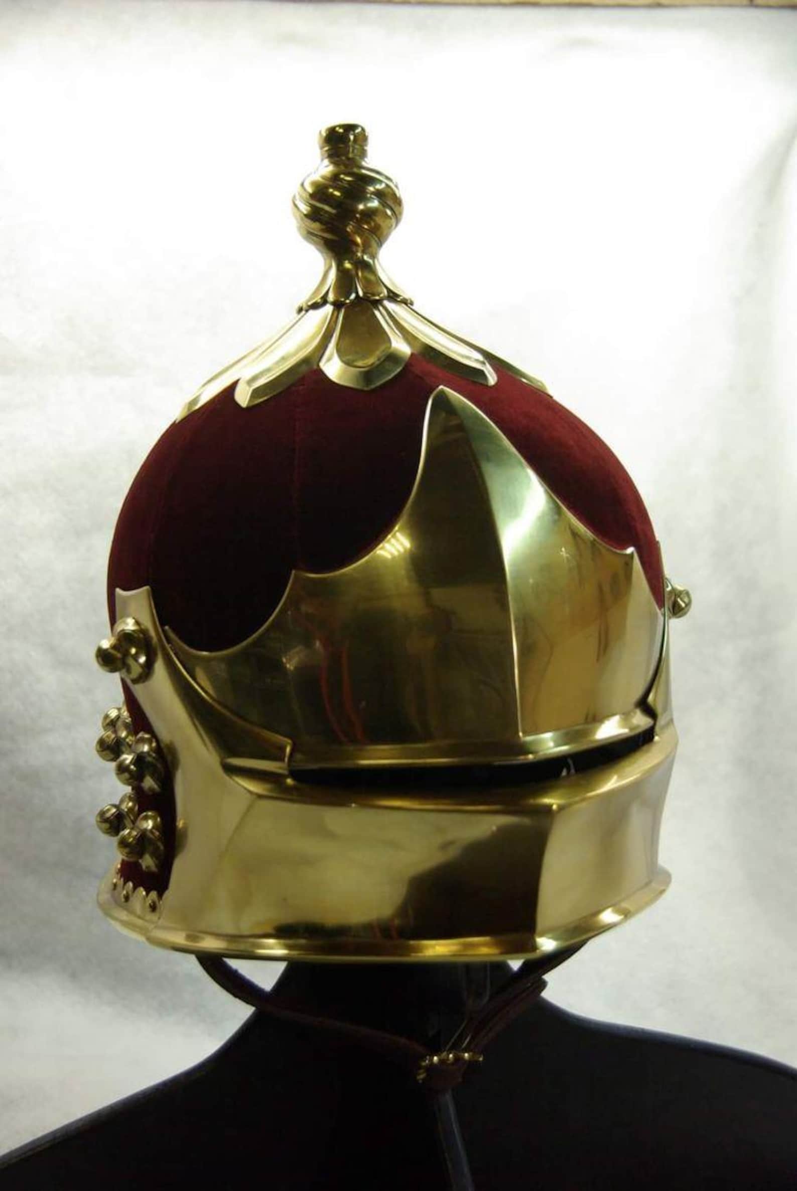 Medieval Parade Helmet – Ornate Brass Crown-style Helmet With Red ...