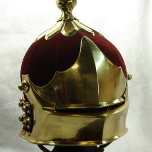 Medieval Parade Helmet – Ornate Brass Crown-style Helmet With Red ...