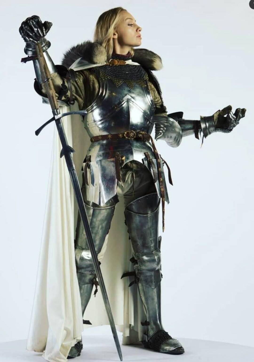 Lady Medieval Knight Armor – Full Steel Plate Gothic Suit With Cap ...