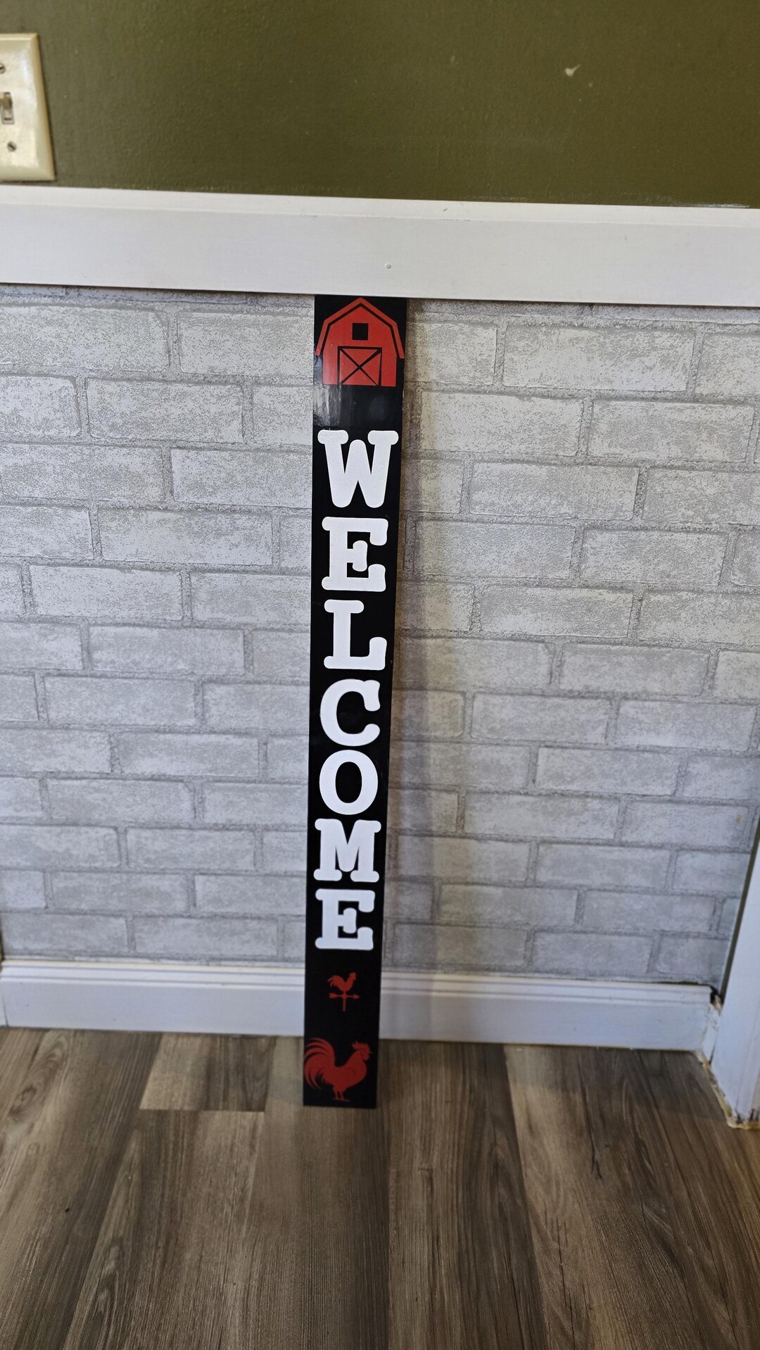 Welcome Porch Leaner , Red Rooster Porch Sign, Freestanding Sign - Etsy