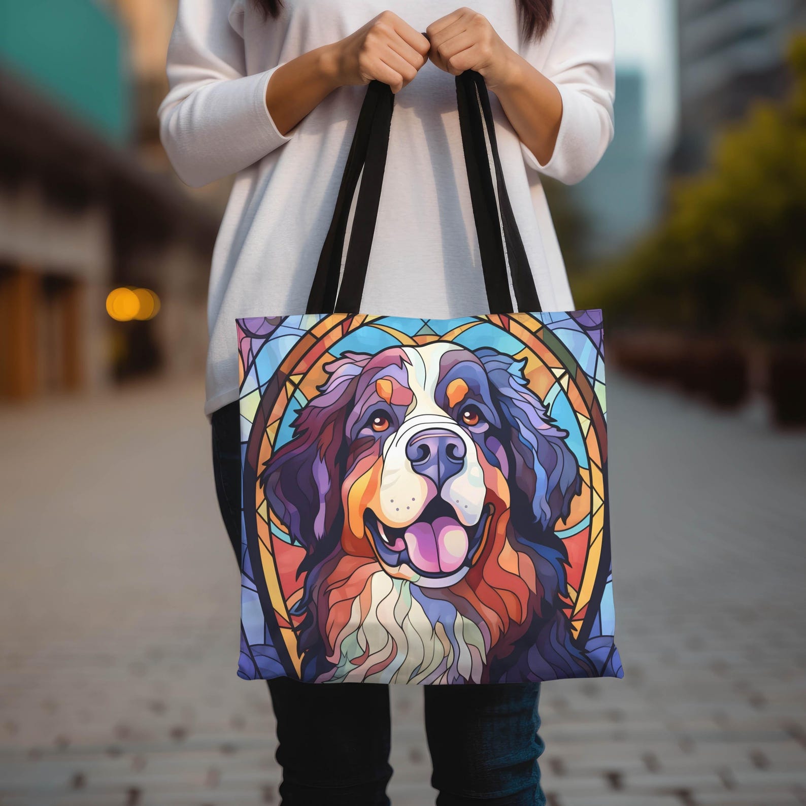 Bernese Mountain Dog Tote Bag, Berner Pet Mom Gift for Her, Stained ...